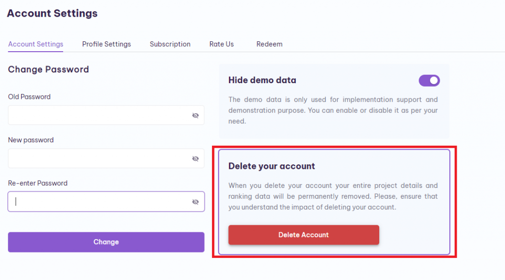 Account Settings - Serpple